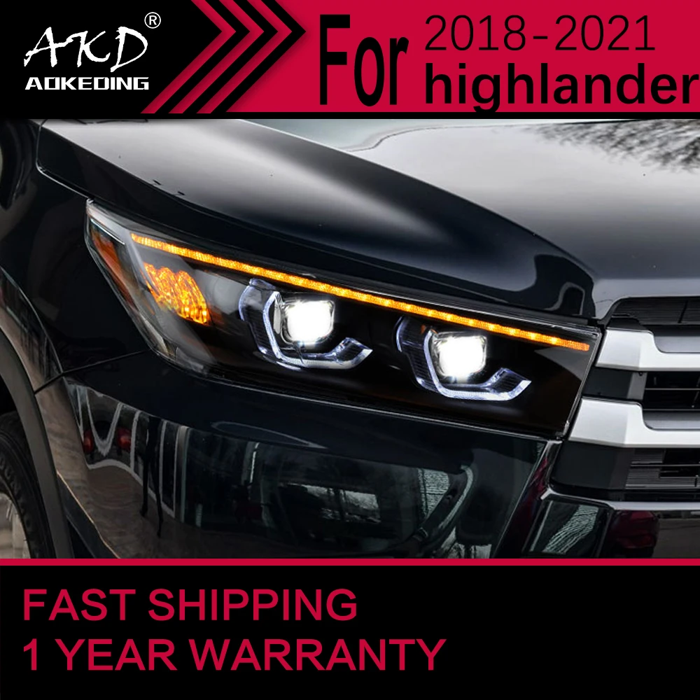 Car Lights for Toyota Highlander LED Headlight 2018 2021 Highlander ...