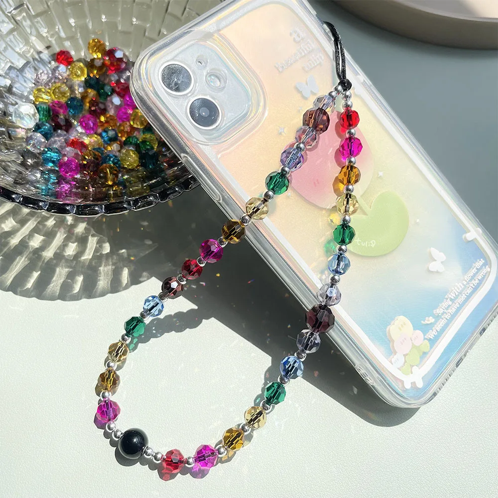Rainbow-Color-Crystal-Phone-Charm-Strap-Transparent-Colorful-Glass ...