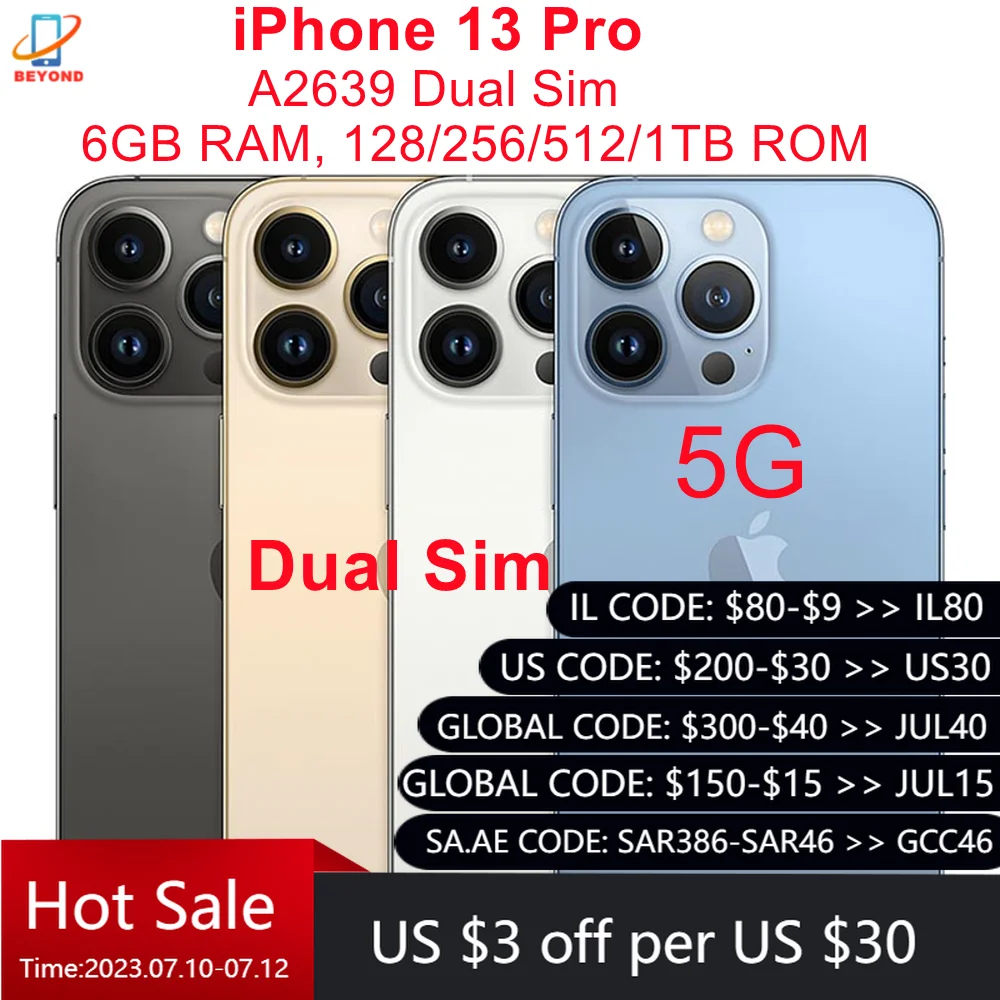 Original Dual Sim Apple iPhone 13 Pro 128GB 256GB 512GB ROM 6.1 ...