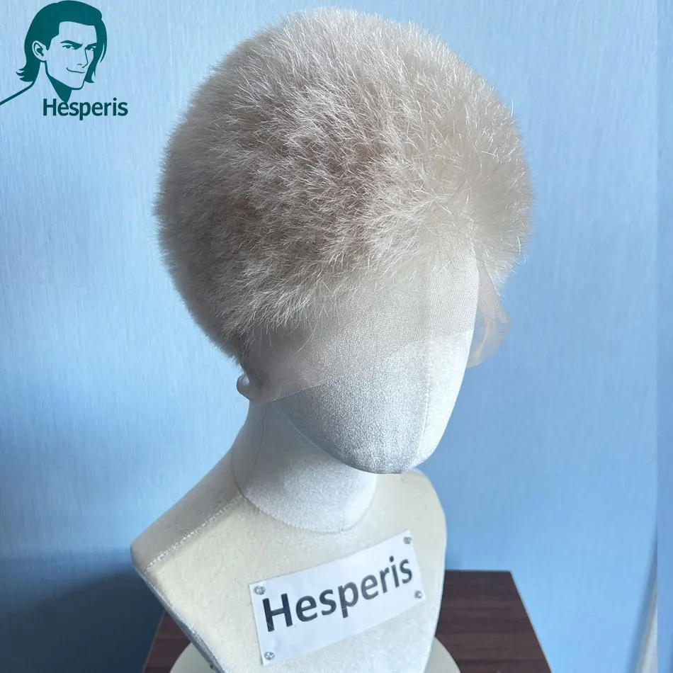 Hesperis Full Lace Platinum Blonde Men Wigs Glueless Human Hair Fashion ...
