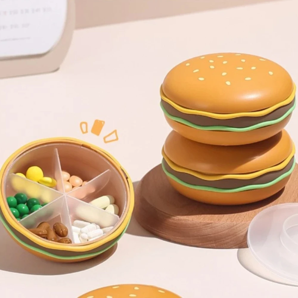 2/3/6 Grid Hamburger Pill Box Portable Medicine Dispensing Box Three ...