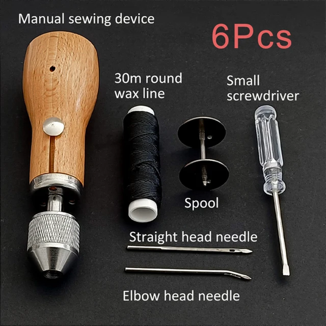 DIY Hand Single Stitch Sewing Awl Stitching Tool Set Leather Craft Edge ...