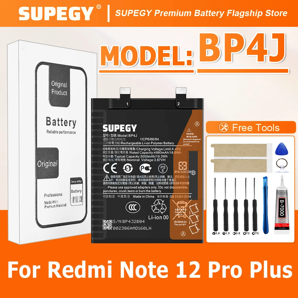 Batería 100% Nueva BP4J de 5000 mAh para Xiaomi Redmi Note 12 Pro Plus ...