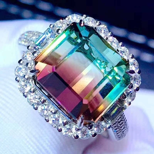 Watermelon Tourmaline Engagement Ring