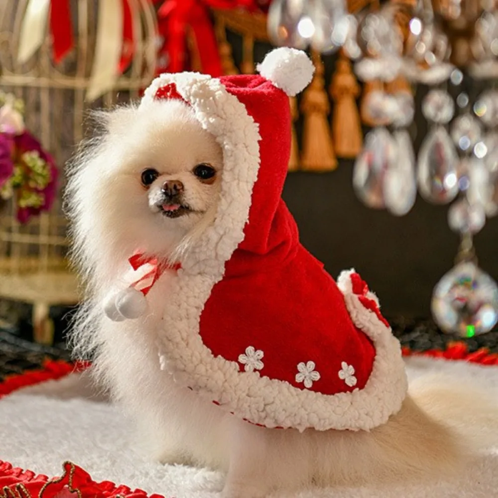 Pet-Christmas-Cloak-Dog-Cloak-Cute-Lamb-Fleece-Coat-Bowknot-Clothes-Dog ...