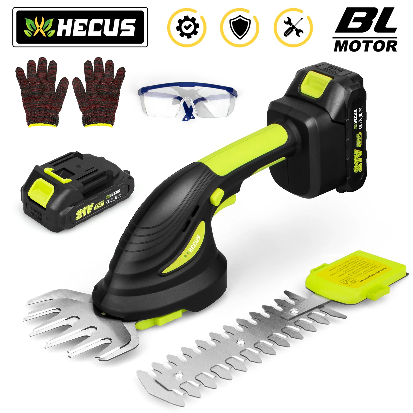 2-IN-1-Brushless-Cordless-Electric-Hedge-Trimmer-Handheld-Home-Shrub ...