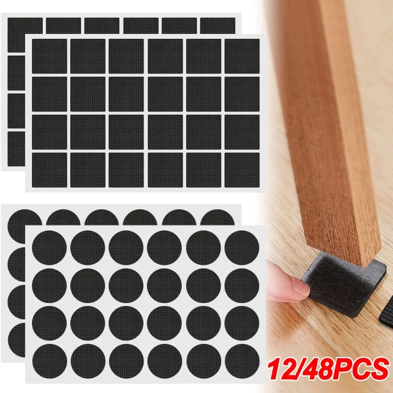 12-48PCS-Chair-Leg-Pads-EVA-Square-Round-Self-Adhesive-Furniture-Leg ...