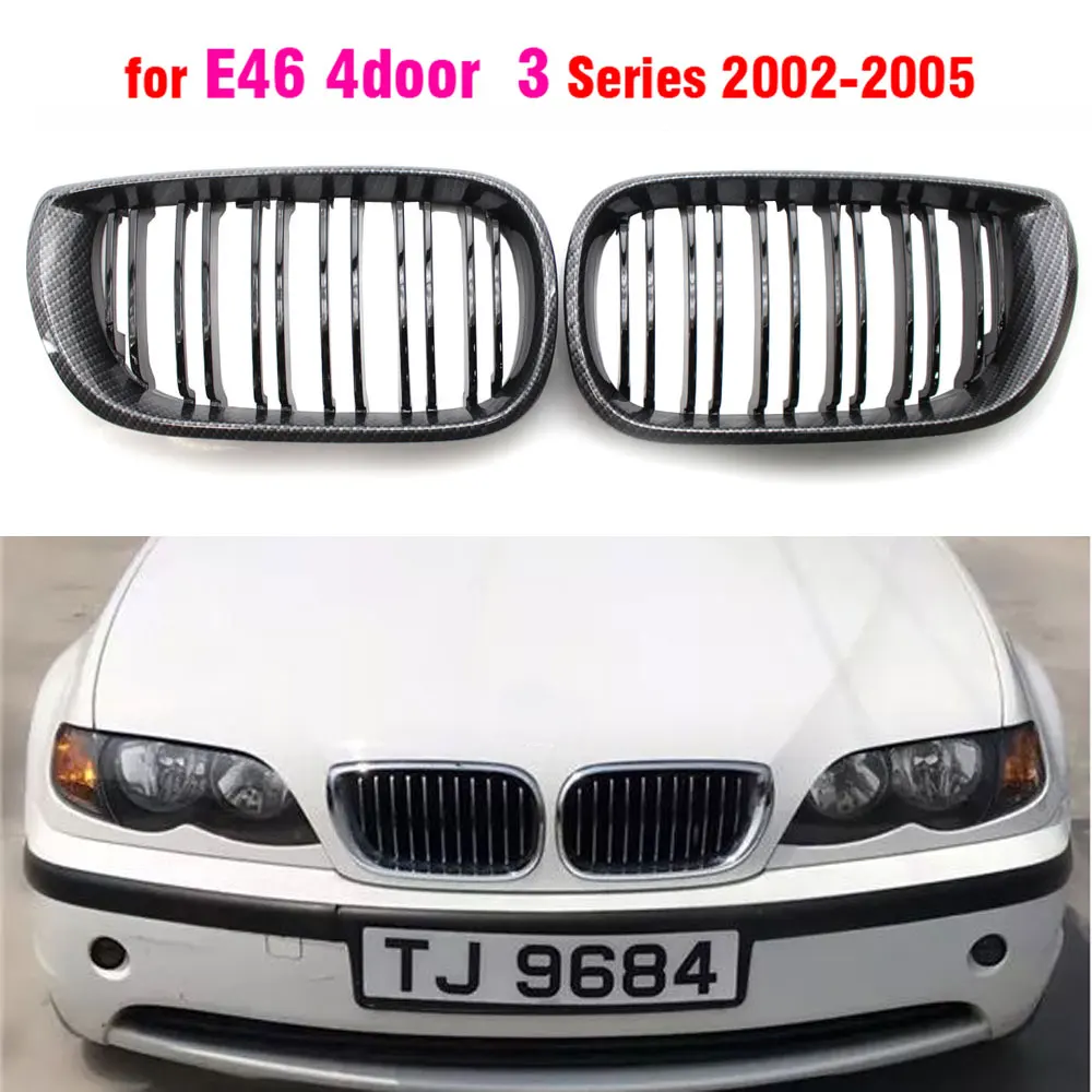 Front-Center-Bright-Black-Wide-Kidney-Hood-Grille-Grill-For-BMW-E46-4 ...