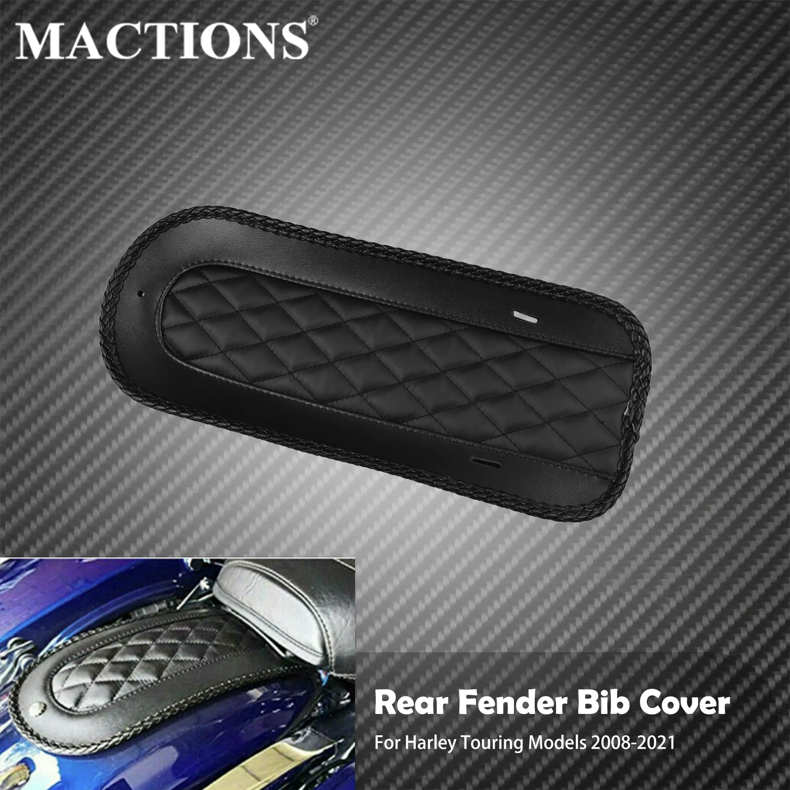 Motorcycle Rear Fender Bib Cover Black Leather For Harley Touring ...