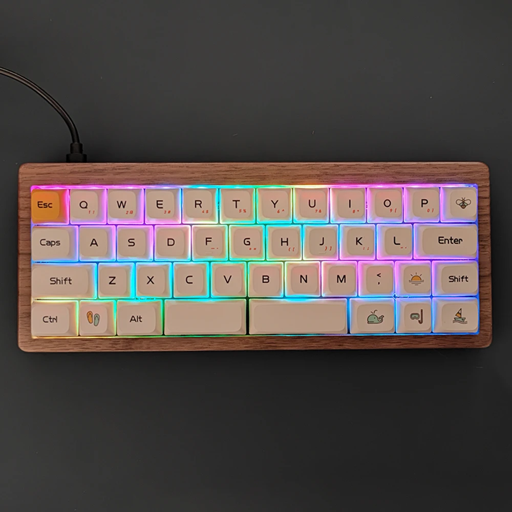 Programmable Mini Mechanical Keyboard Support Via Wooden Case Type-c ...
