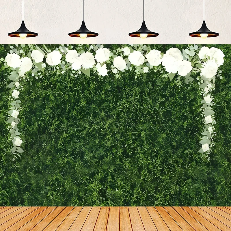 Weeding Scene Photocall Photography Backdrop Green Leaves Flower Party ...