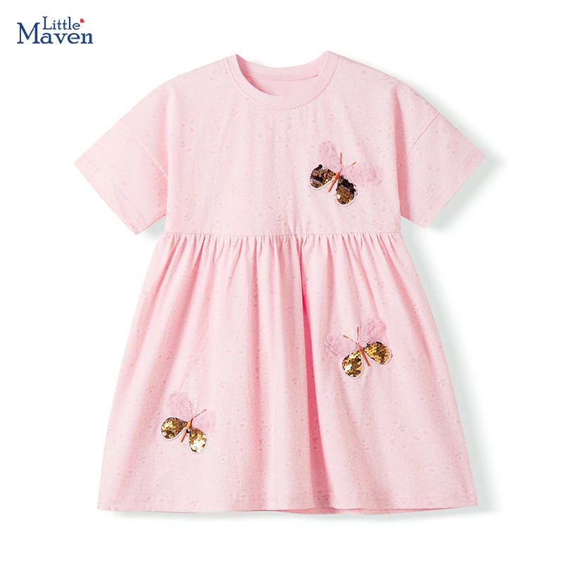 Little maven 2025 Summer Children's Clothing Cartoon Butterfly Sequin ...
