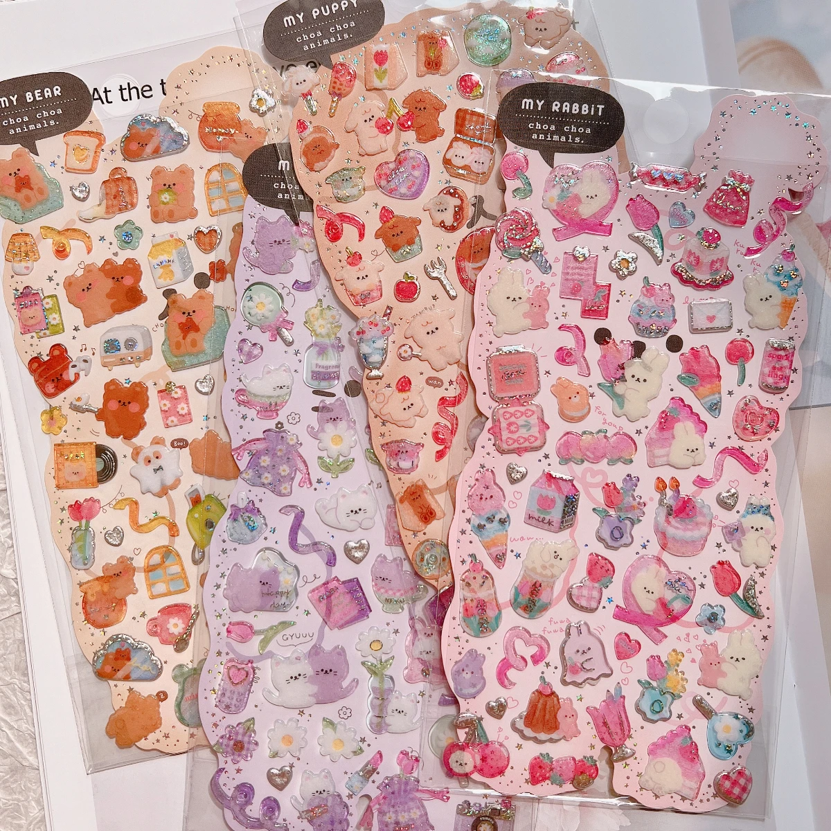 Kawaii-Glittering-Puppy-Rabbit-Bear-Cat-3D-Stickers-Scrapbooking-Diy ...