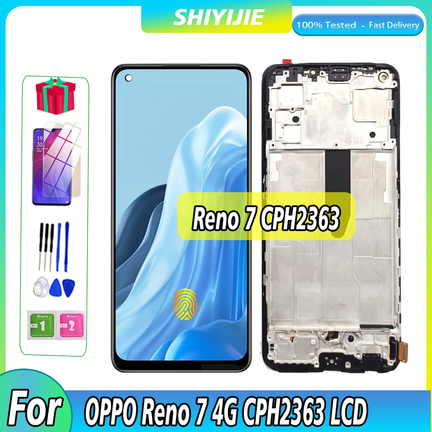 Pantalla táctil LCD AMOLED de 6,43 pulgadas para OPPO Reno 7 4G CPH2363, pantalla táctil con ...