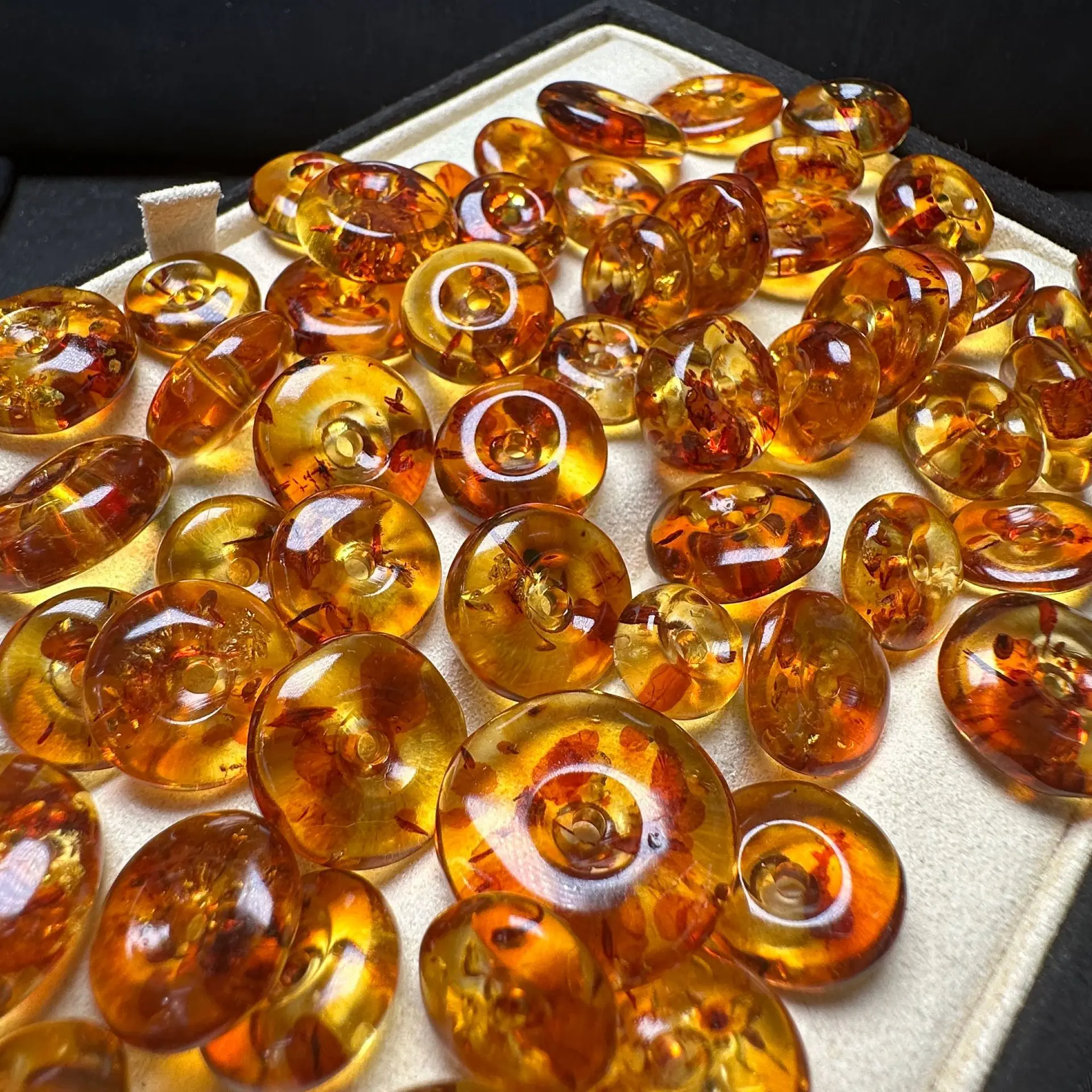Natural Baltic Flower Amber Donut Beads For Jewelry Making Diy Bracelet ...