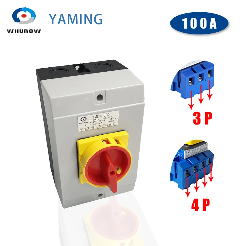 YMD11-100D-Isolator-Switch-3-4P-Padlock-ON-OFF-Cam-Changeover-With ...