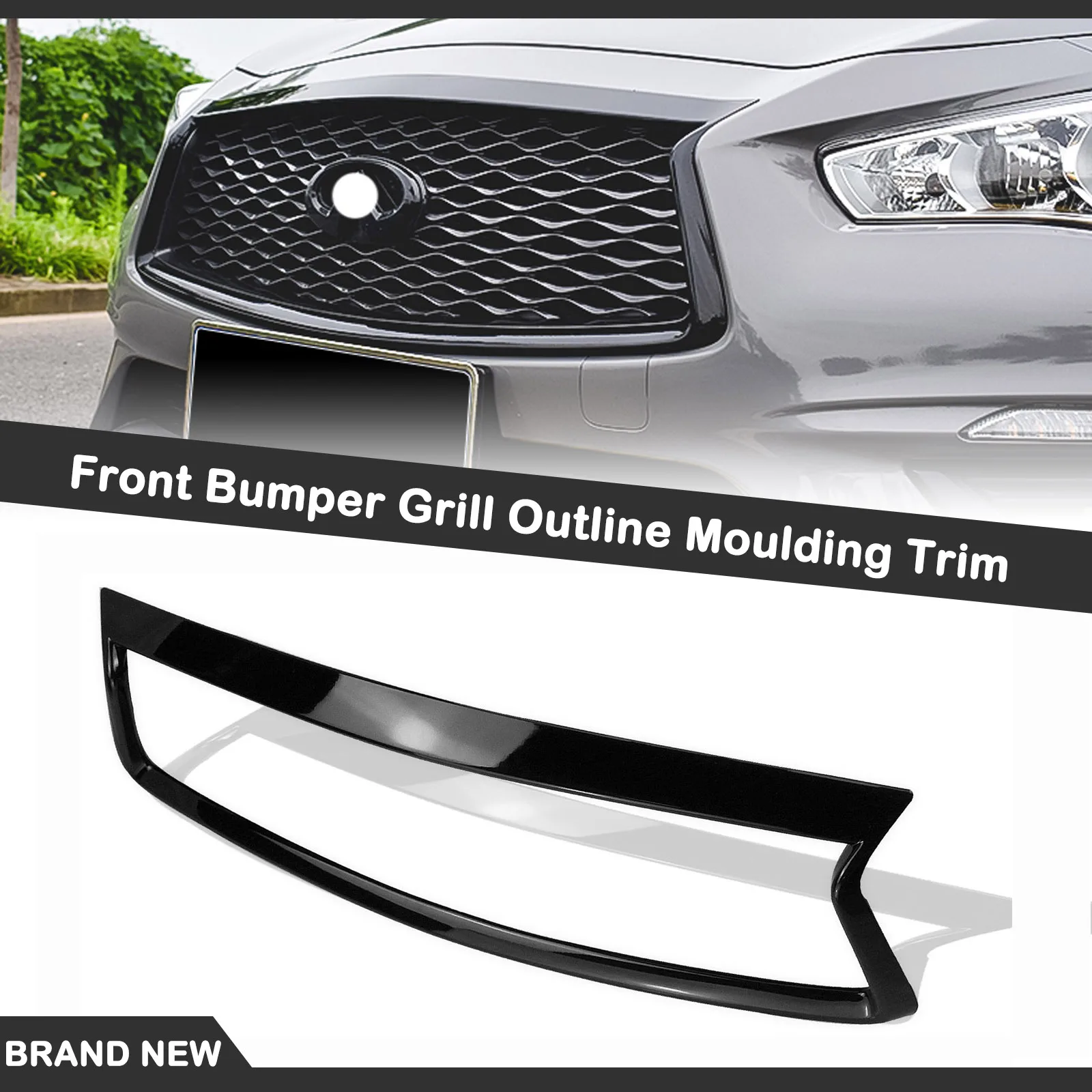 Car Front Frame Rim Grille Grill Trim Overlay Cover Upper Bumper Hood ...