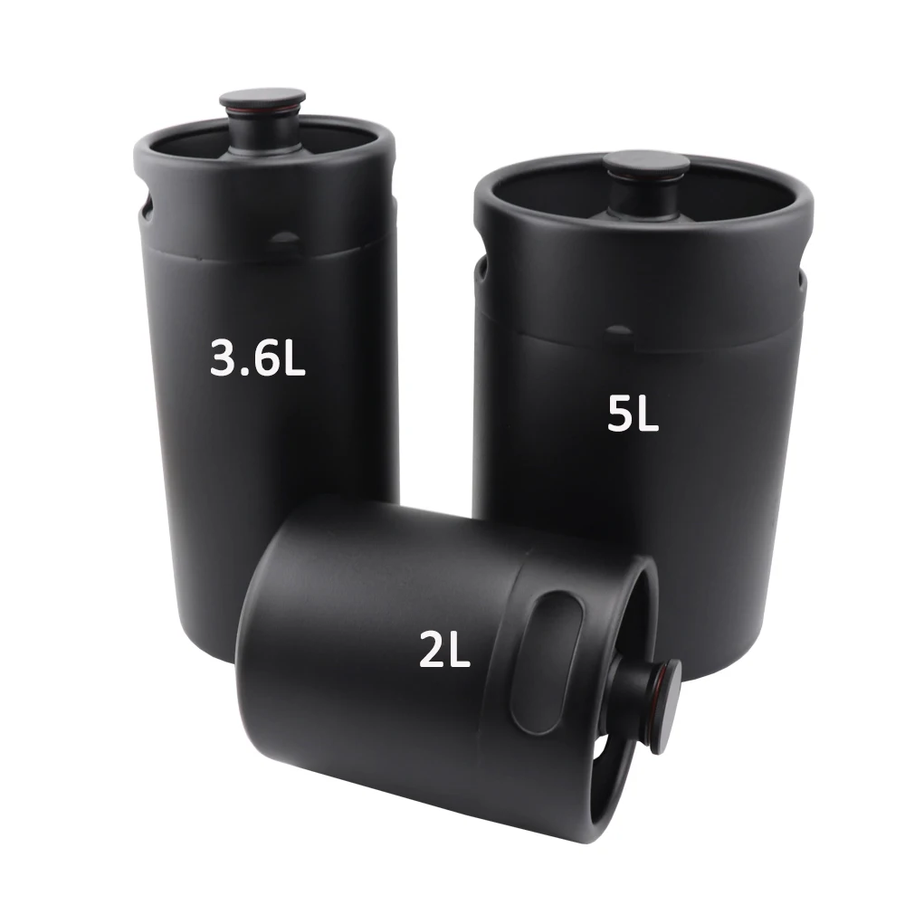 2L/3.6L/5L Beer Barrel Mini Kegs Matte Black Homebrew Craft Beer Growler With Lid