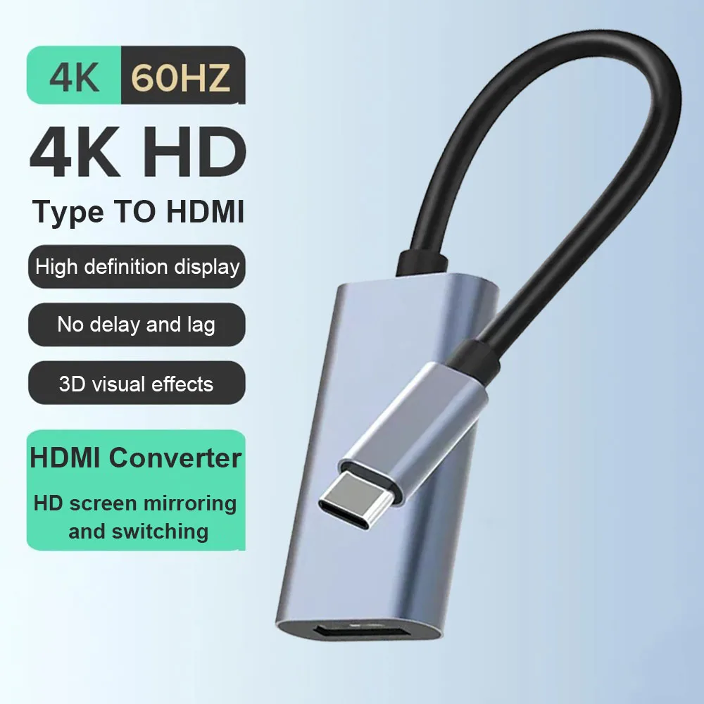 USB-C-To-HDMI-Compatible-Adapter-Cable-4K-60HZ-Type-C-HD-Converter-Cord ...