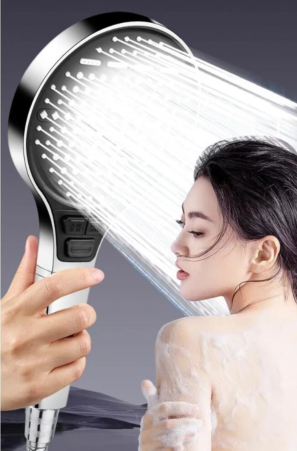 New-4-Modes-130mm-Shower-Head-Large-Panel-High-Pressure-with-Portable ...