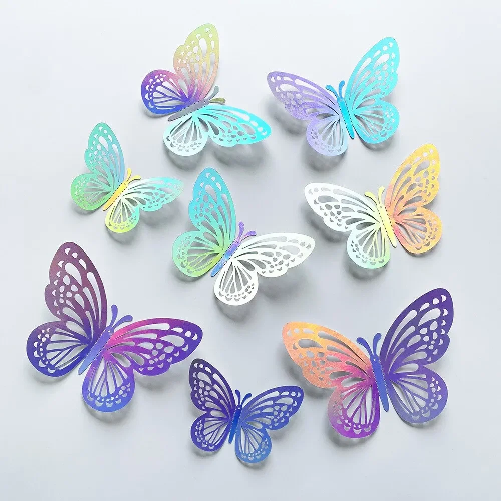 12pcs-Pack-3D-Colorful-Silver-Butterflies-DIY-Wedding-Festival-Party ...