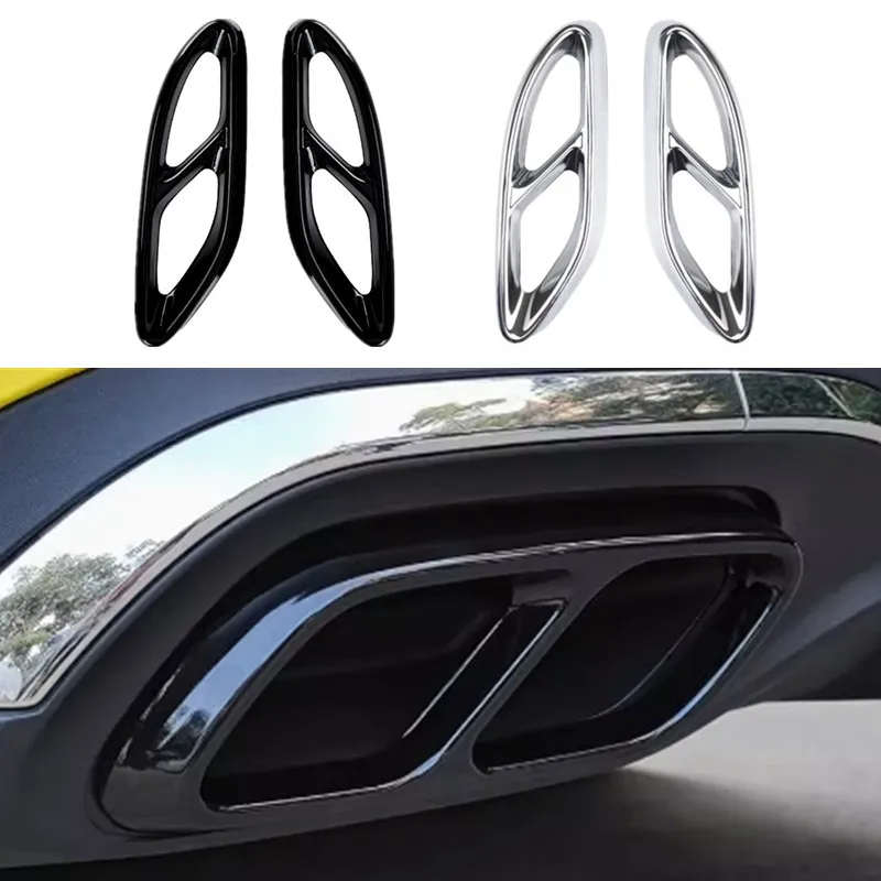 Car-Rear-Exhaust-Muffler-Pipe-Cover-Metal-Trim-Tail-Throat-Frame-For ...
