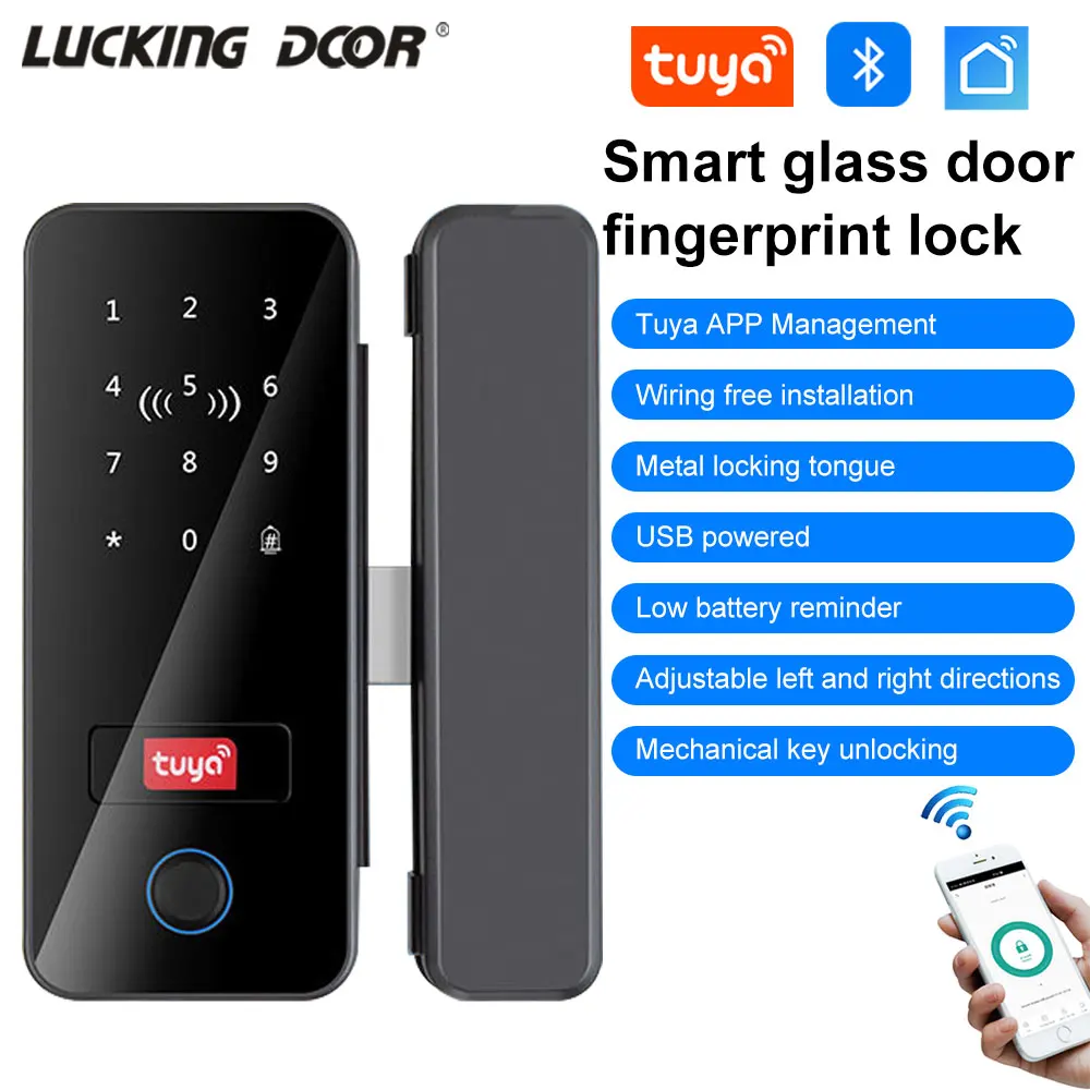 Tuya-APP-Intelligent-Glass-Door-Lock-Fingerprint-Bluetooth-Remote ...