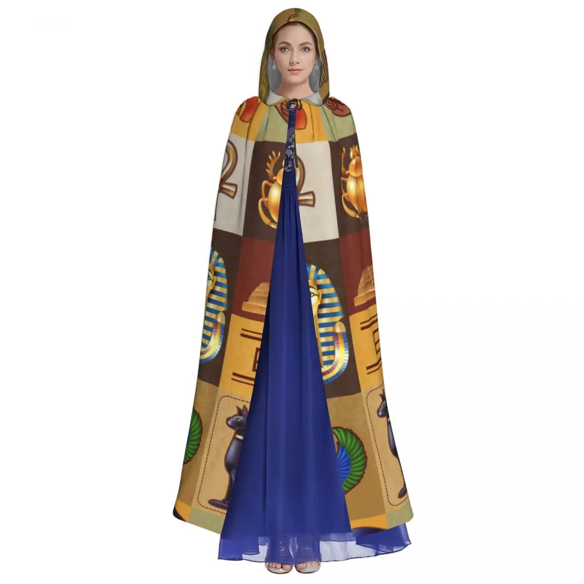 Unisex Adult Egypt Symbols Poster Cloak with Hood Long Witch Costume ...