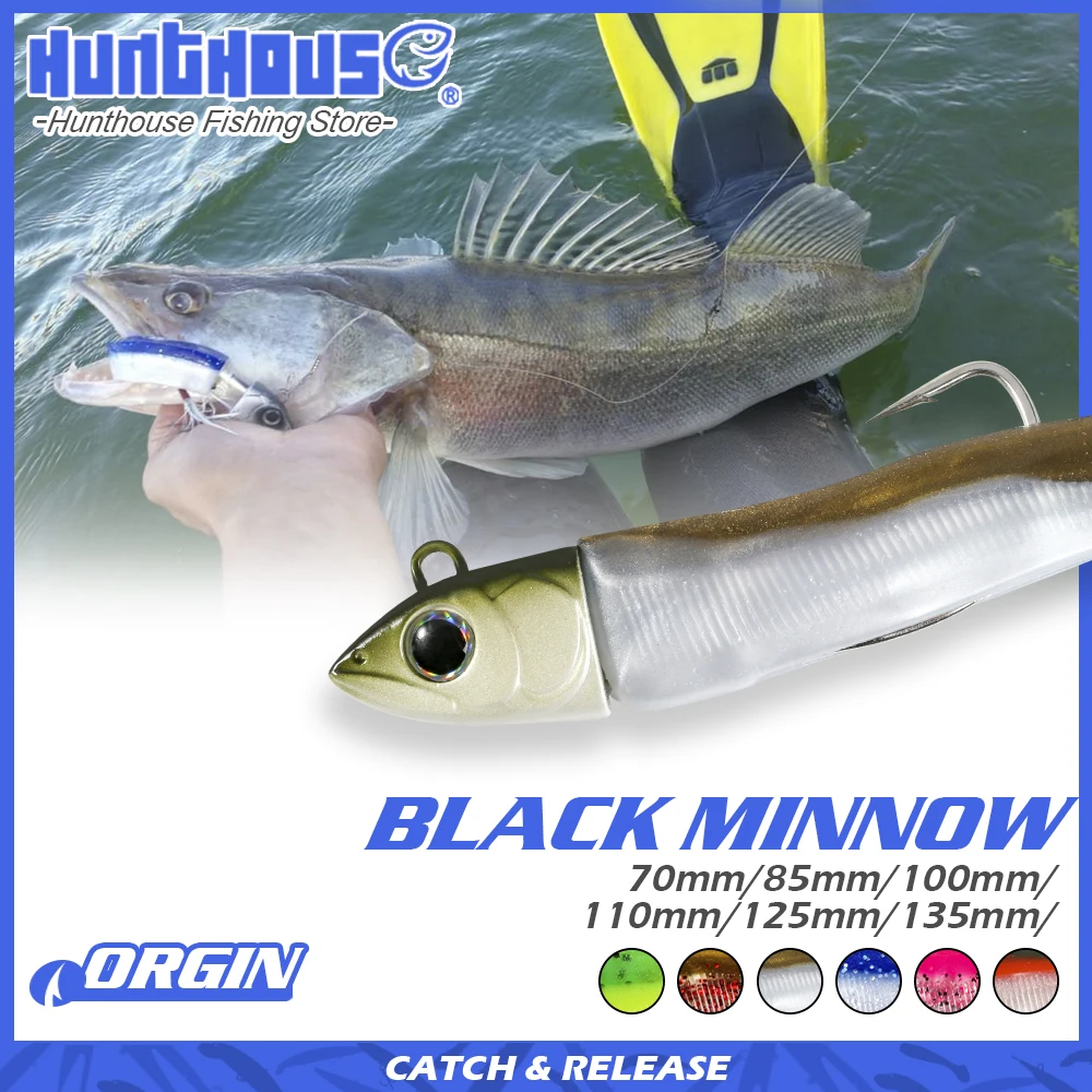 Hunthouse-Black-Minnow-25g-120g-Fishing-Lure-Soft-Pike-Bait-Hengelsport ...