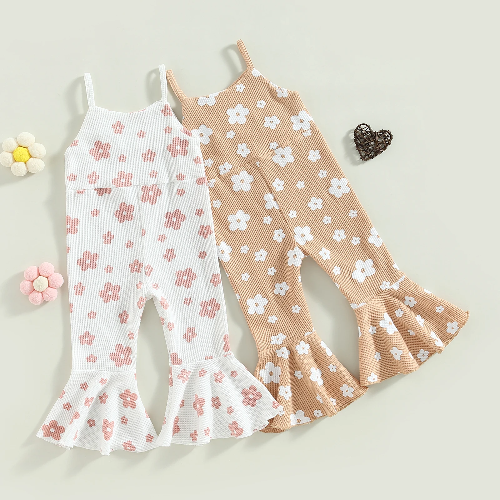 Toddler Girl Bell Bottom Romper Baby Flower Jumpsuit Flare Pants ...