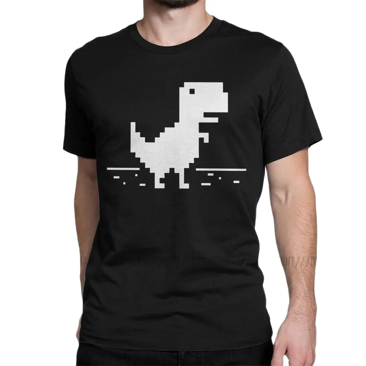 Chrome-T-rex-Men-T-Shirt-Funny-Dino-Computer-Offline-Nerd-Geek ...