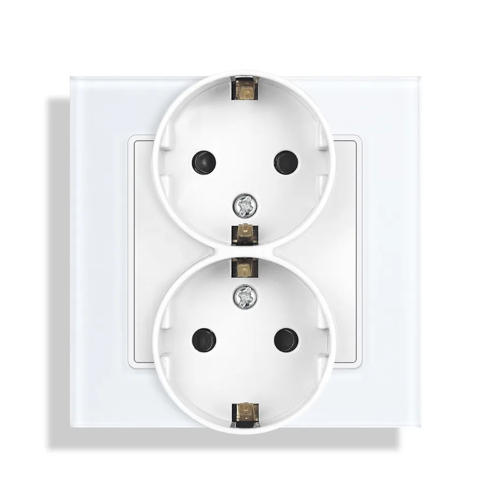 Wall-Double-EU-Sockets-Tempered-Glass-Panel-Germany-AC-16A-250V ...