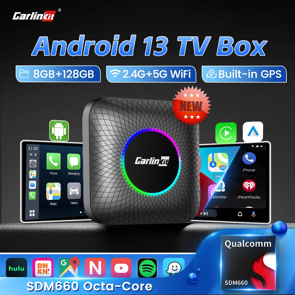 SDM660 CarlinKit CarPlay Ai Box Android 13 TV Box 8G+128G Wireless CarPlay Android Auto 4GLTE ...