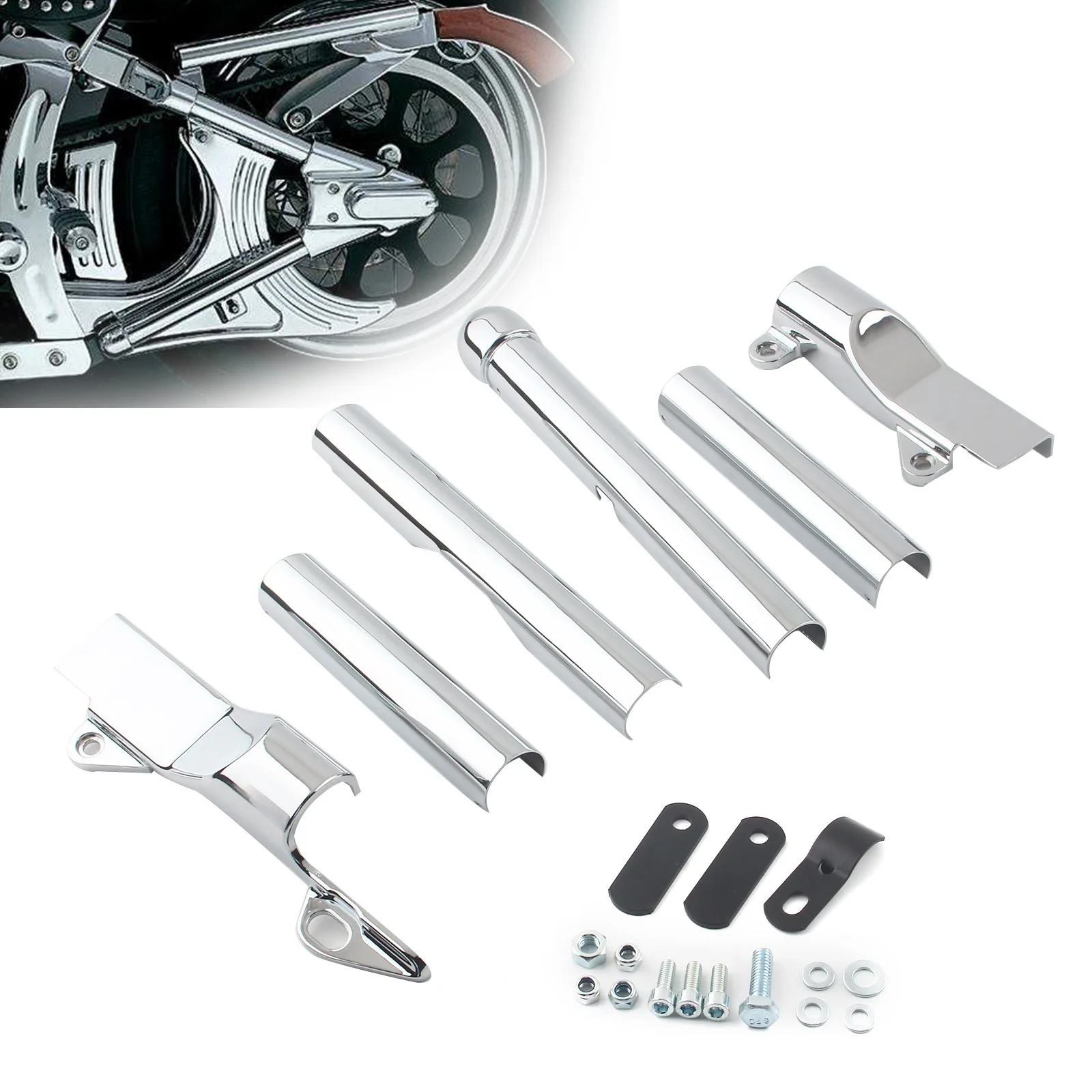 Motorcycle Chrome Rear Swingarm Tube W/ Phantom Axle Covers For Harley ...