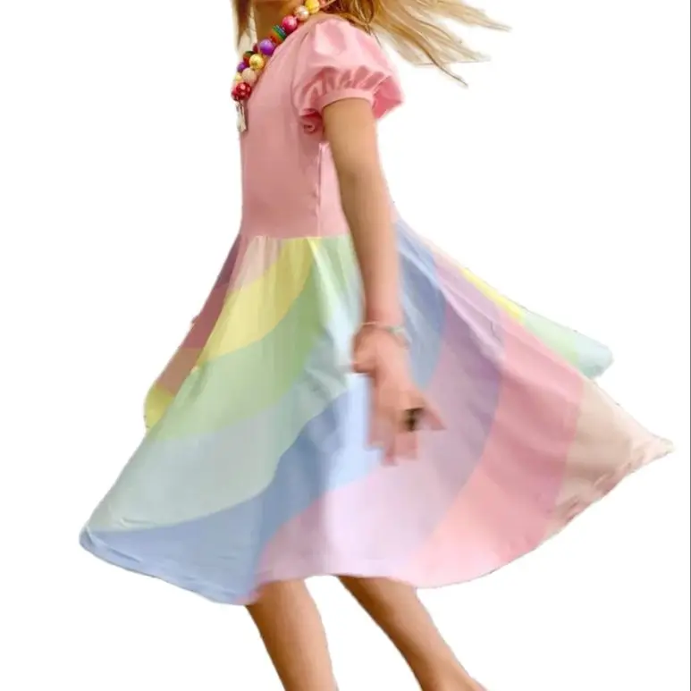 Spring-Summer-Easter-Rainbow-Dress-Short-Sleeve-Outfits-Baby-Girls ...