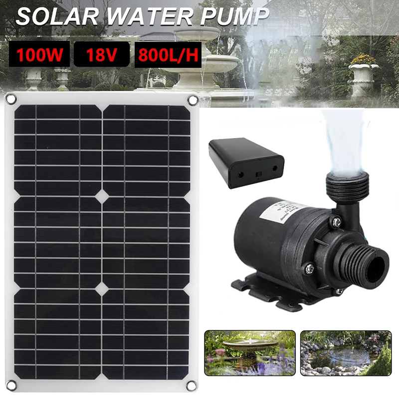 50-100W-Solar-Fountain-Pump-800L-H-DC-Low-Noise-Brushless-Solar-Panel ...