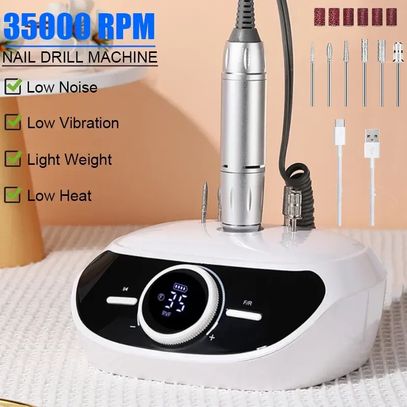 Nail-Salon-Tool-rechargeable-Manicure-Pedicure-Machine-Low-Vibration ...