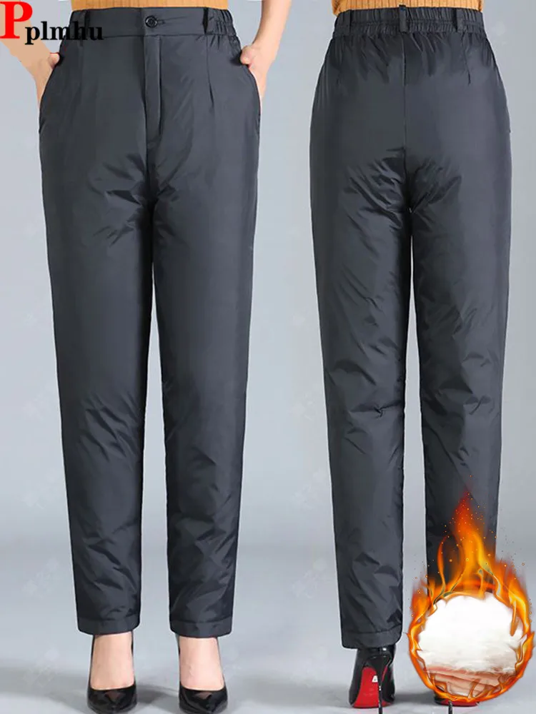 Big Size 6xl Thick Warm Down Cotton Straight Pants Winter Thicken High ...