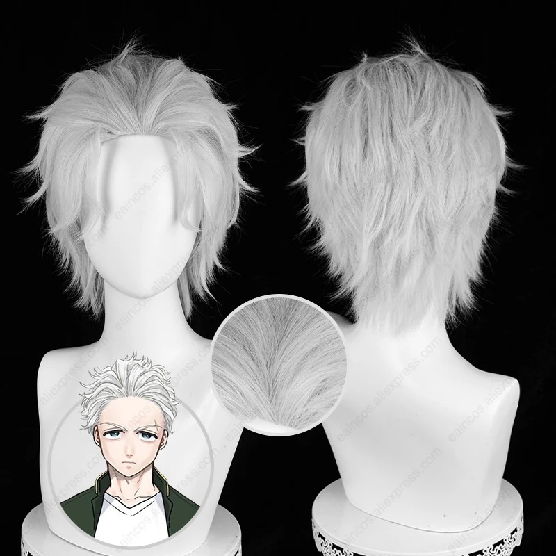 Umemiya-Hajime-Cosplay-Wig-30cm-Silver-White-Fluffy-Short-Hair-Heat ...