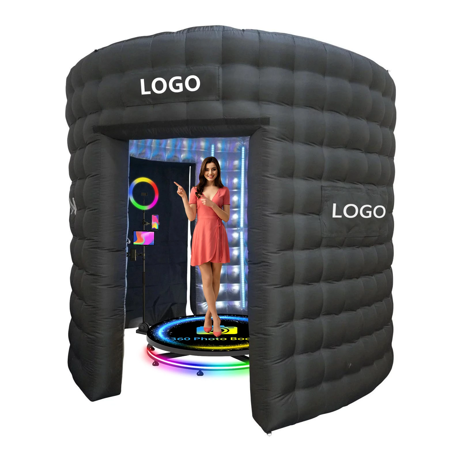 10ft Inflatable RGB Led Background 360 Photo Booth Enclosure 360 Photo ...