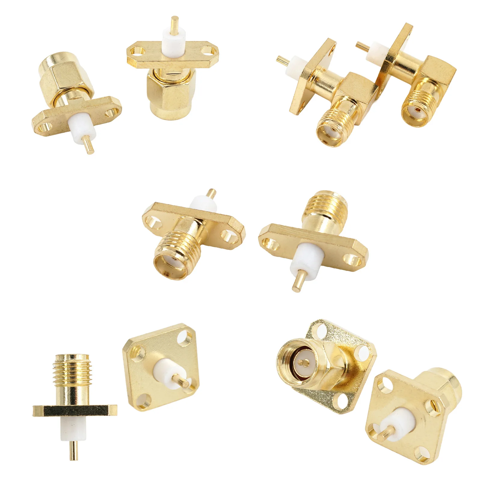 10Pcs SMA Male Female Chassis Panel Mount 2/4 Hole Post Terminal Right ...