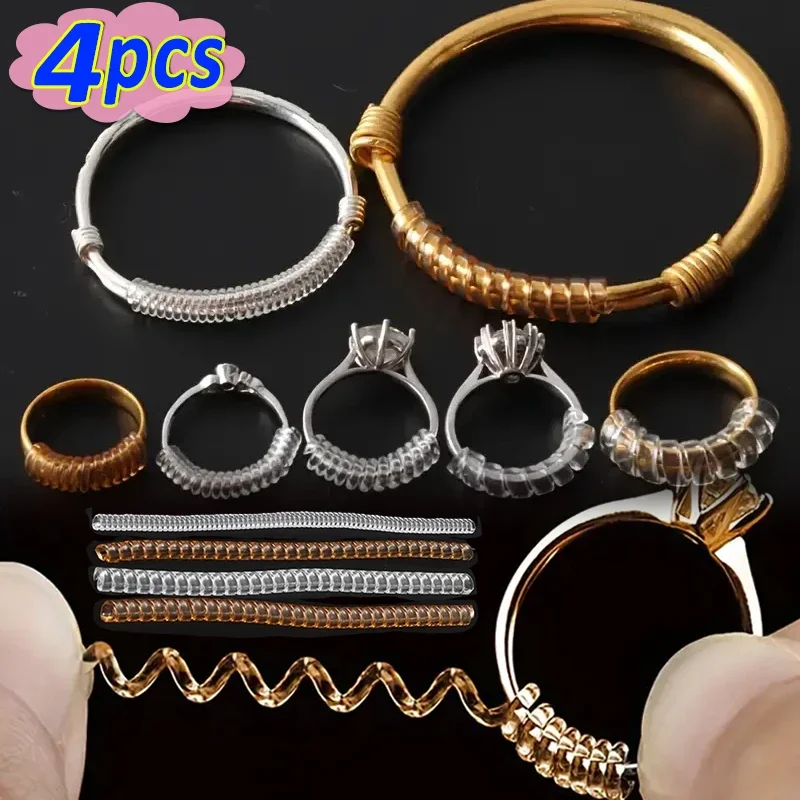 4pcs-Ring-Size-Reducer-Tools-Spiral-Spring-Based-Rings-Adjust-Invisible ...