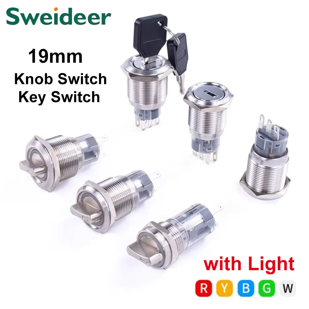 19mm-Knob-Switch-with-LED-2-3-Position-Self-Locking-Momentary-1NO1NC ...