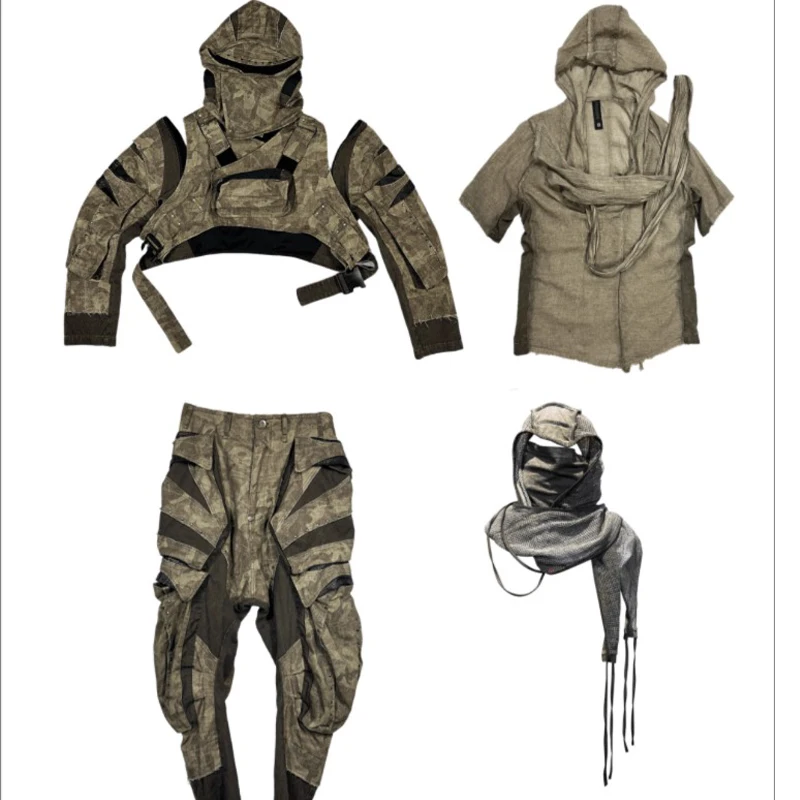 Dune Waste Soil Style Men Desert Camo Splicing Leather Rivet Function ...