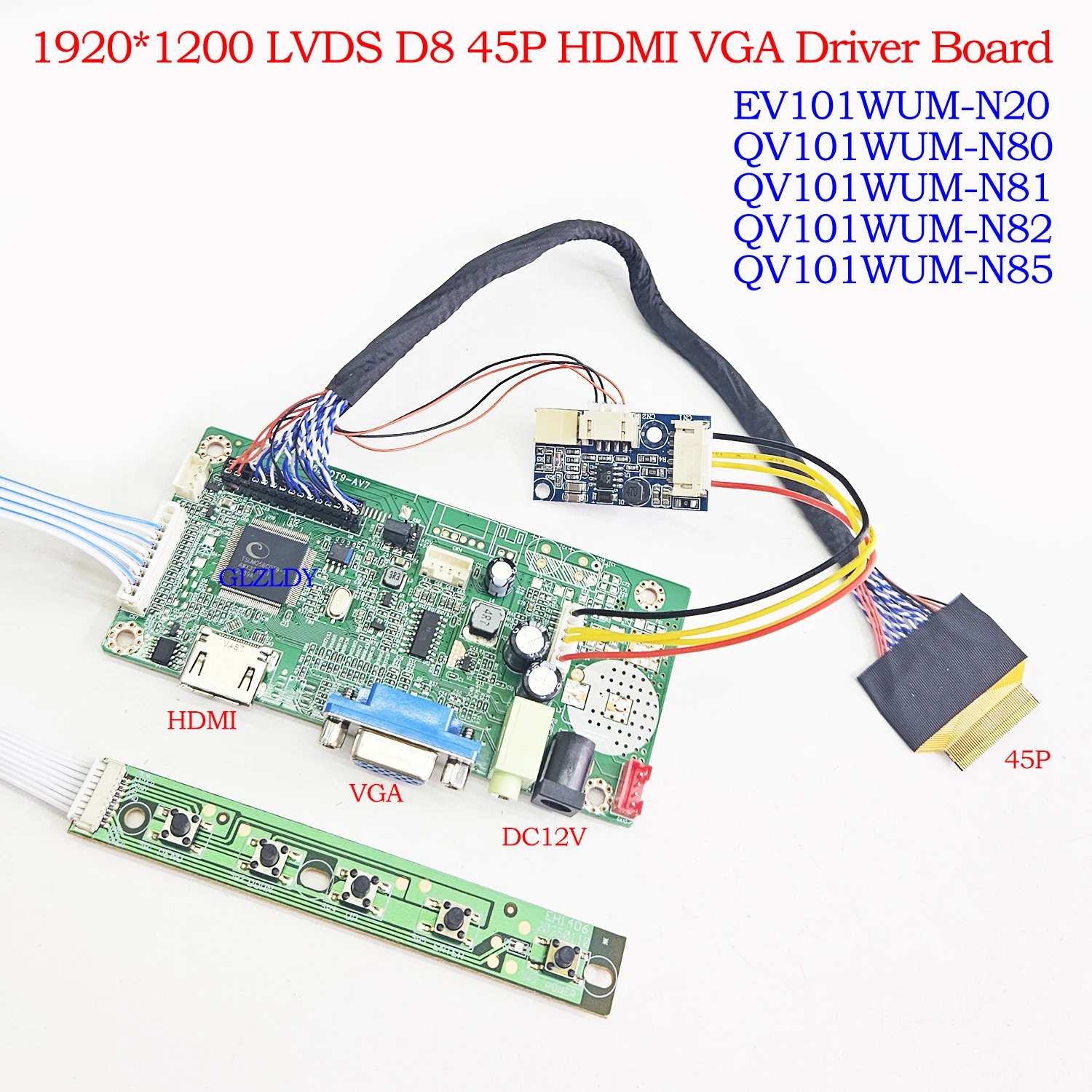 LCD Controller Board For 10.1inch EV101WUM-N20 QV101WUB-N80 1920*1200 ...