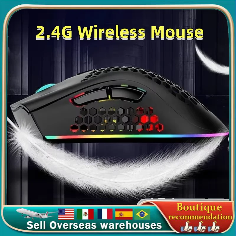 Wireless-Mouse-RGB-Light-Honeycomb-Gaming-Mouse-Rechargeable-USB ...
