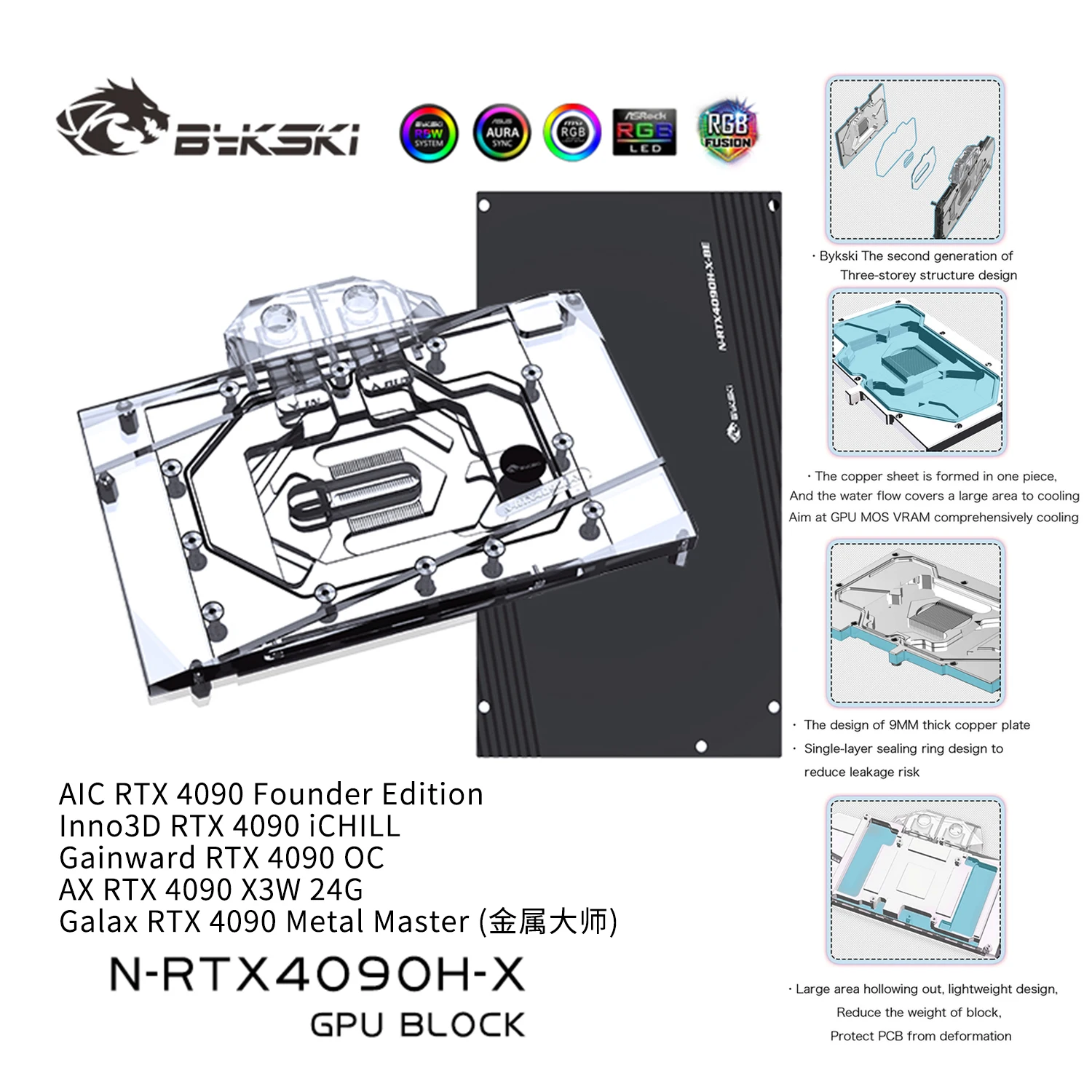 Bykski-N-RTX4090H-X-GPU-Block-Use-for-NVIDIA-RTX-4090-Reference-Edition ...