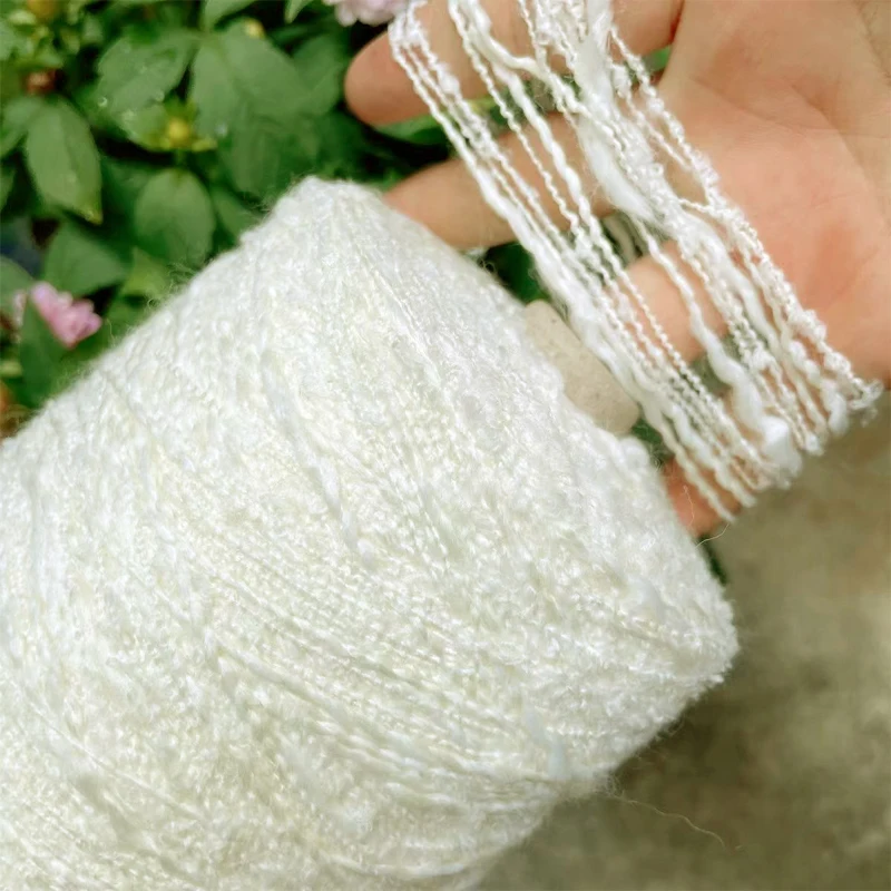 Unique-Soft-Milky-White-Acrylic-Fancy-Wavy-Loop-Yarn-for-Knitting-Hand ...