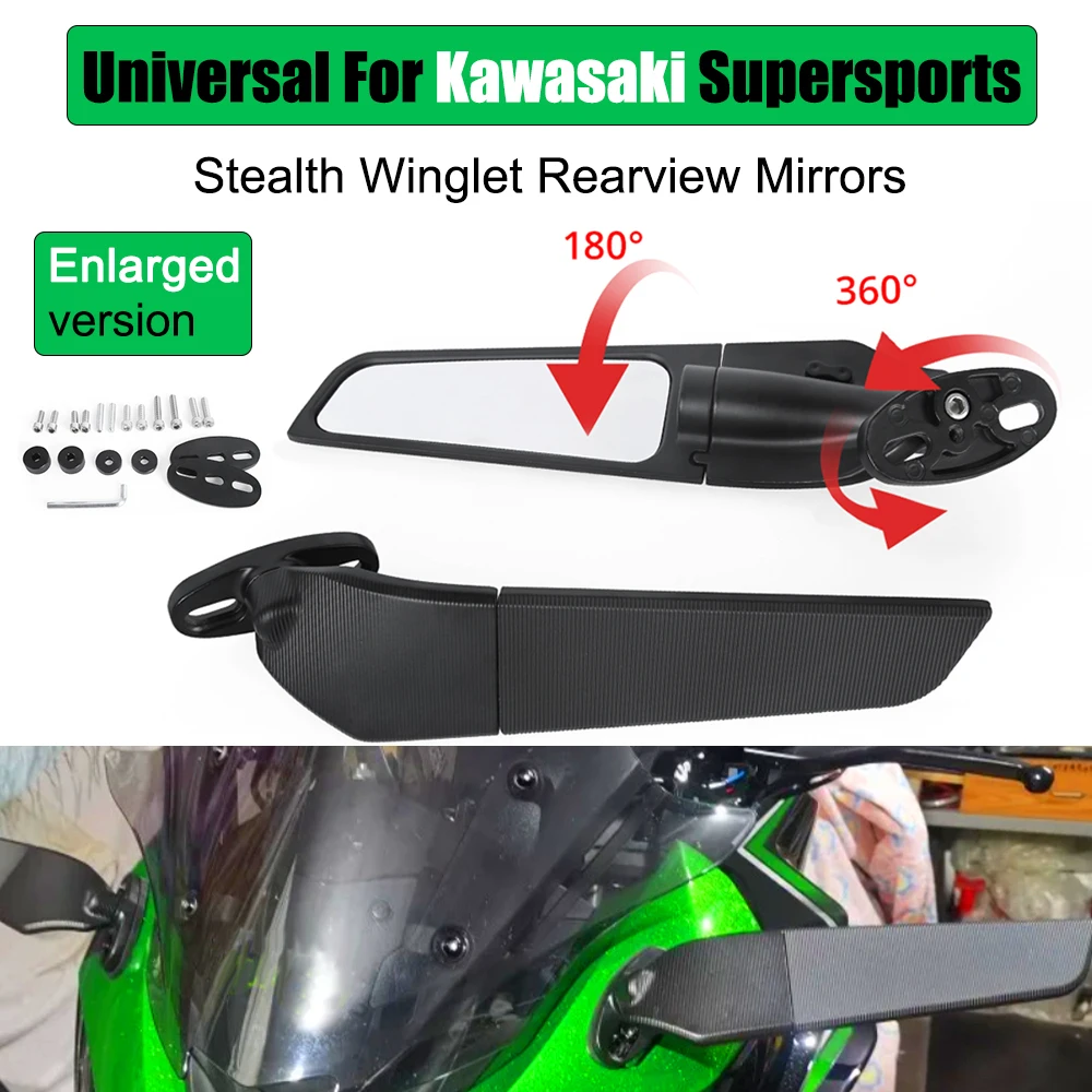 Motorcycle-Stealth-Winglet-Mirrors-Side-Adjustable-Rotating-Universal ...