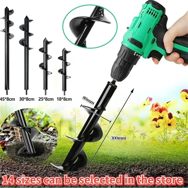 Carbon-Steel-Planter-Garden-Auger-Spiral-Drill-Bit-Planting-Hole-Digger ...